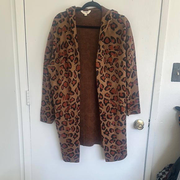 Terra & Sky | Sweaters | Terra Sky Leopard Print Cardigan Brown And ...